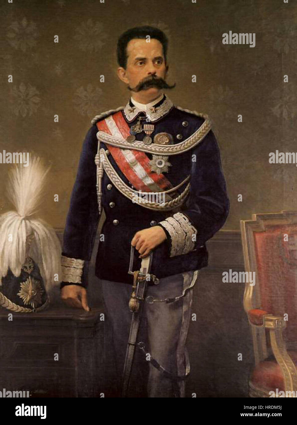 The portrait of King Umberto I of Italy portrays the king in full regal ...