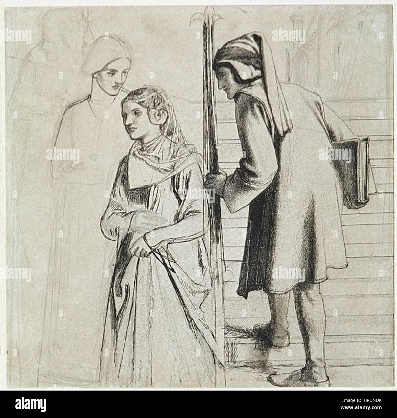 Dante Gabriel Rossetti - The Salutation of Beatrice (Study Stock Photo ...