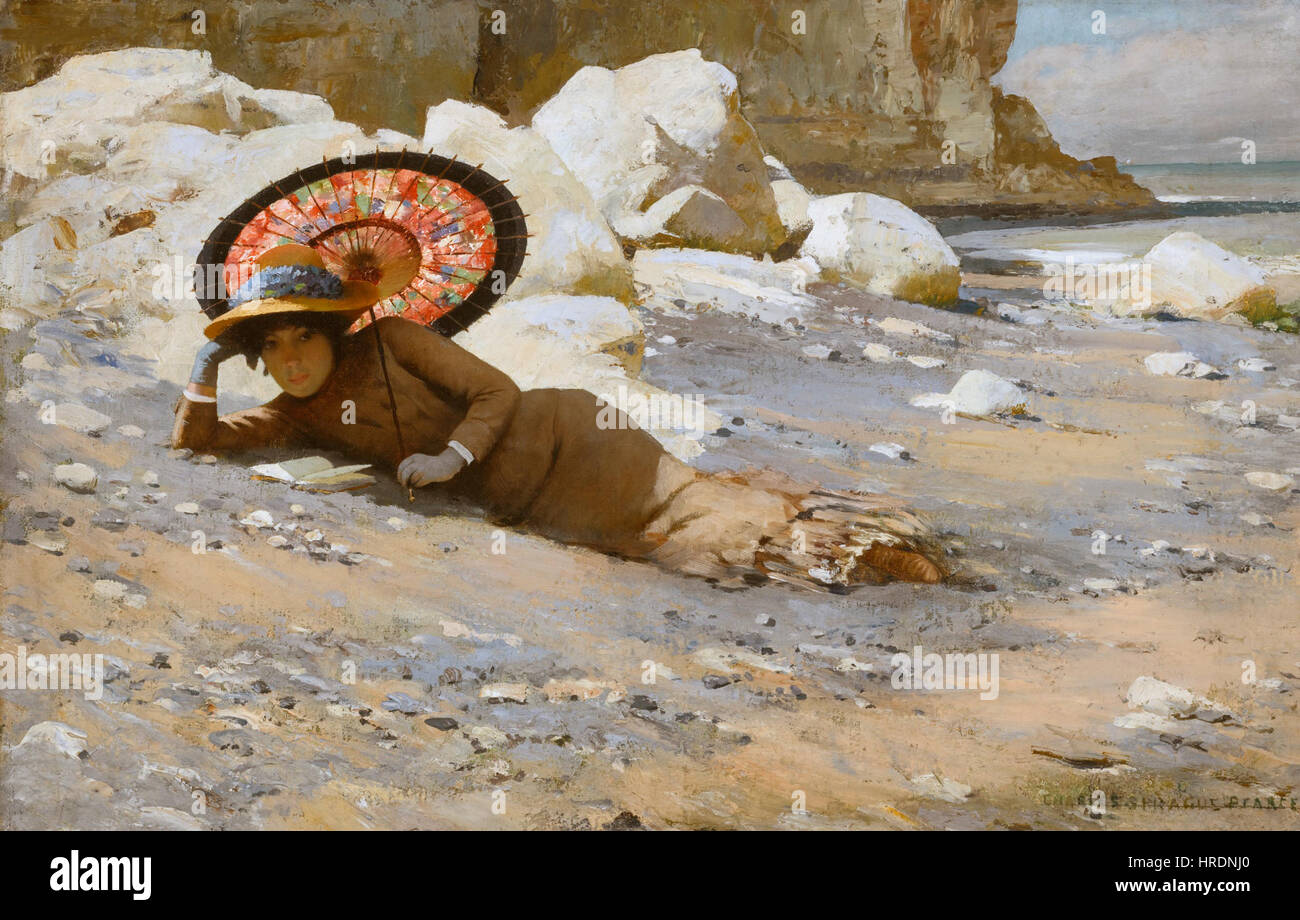 Charles Sprague Pearce - Reading by the Shore Stock Photo - Alamy