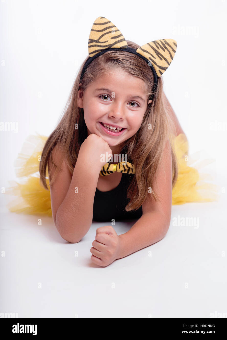 Smiling girl with disguise Stock Photo - Alamy