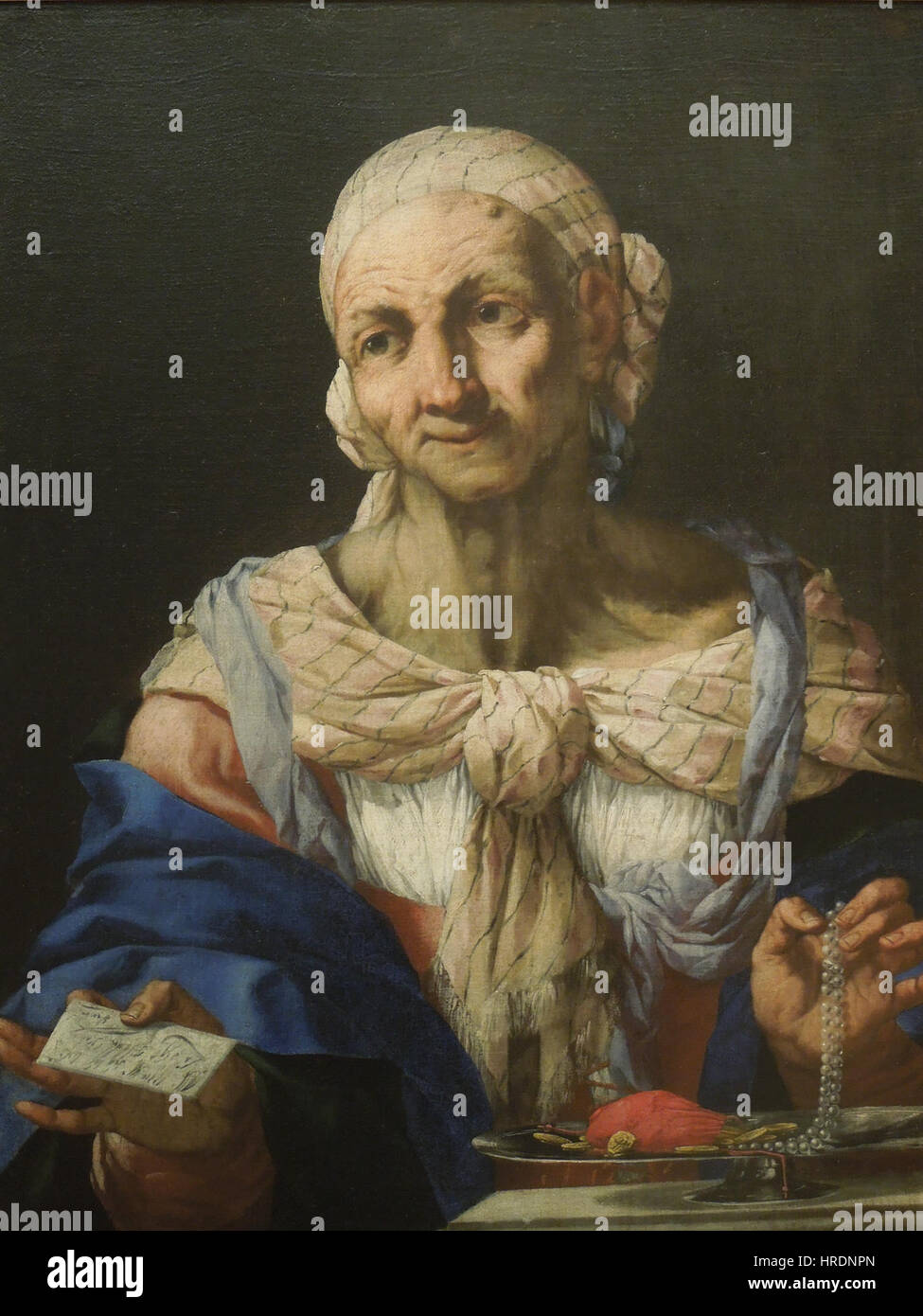 Giovan Battista Langetti - Old Woman with Pearls and Letter Stock Photo ...