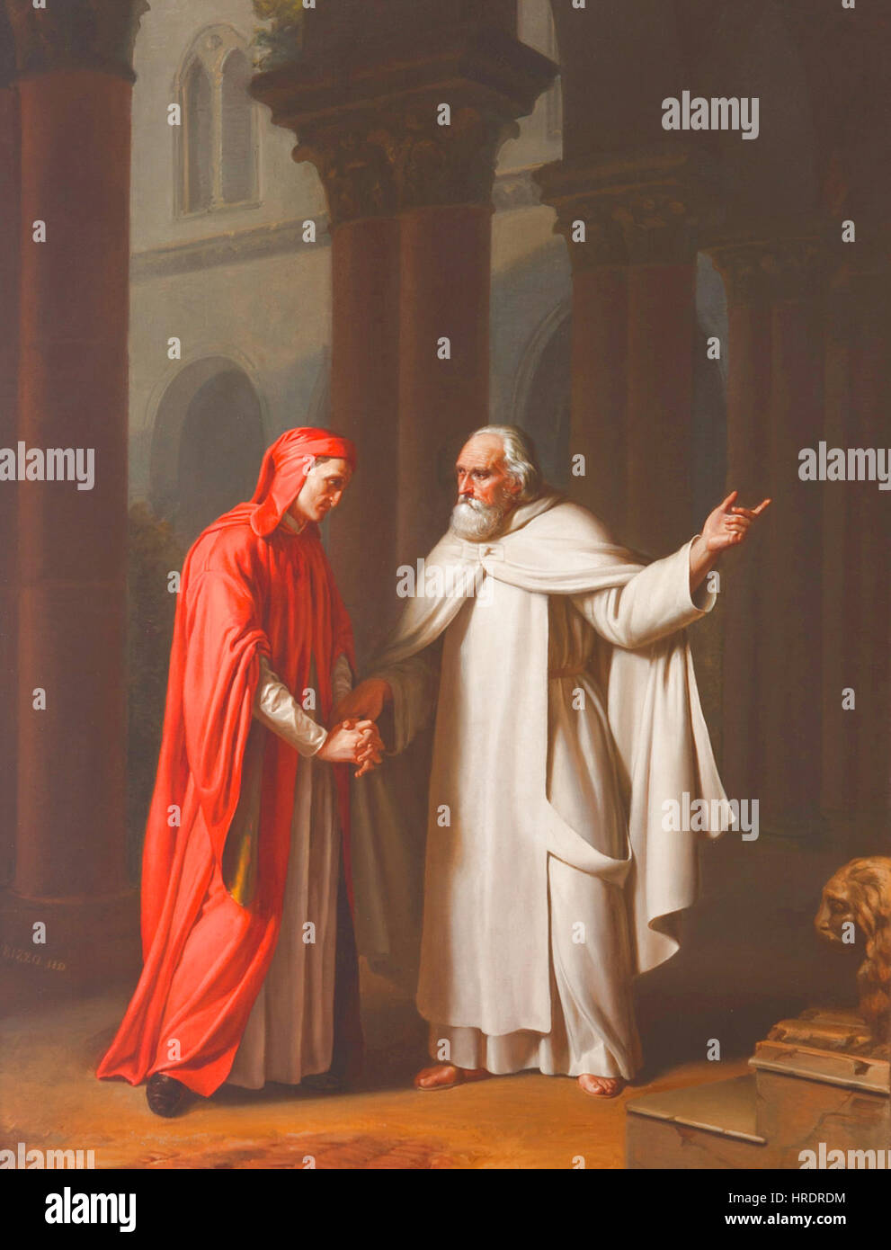 This artwork depicts the famous Italian poet Dante Alighieri with ...