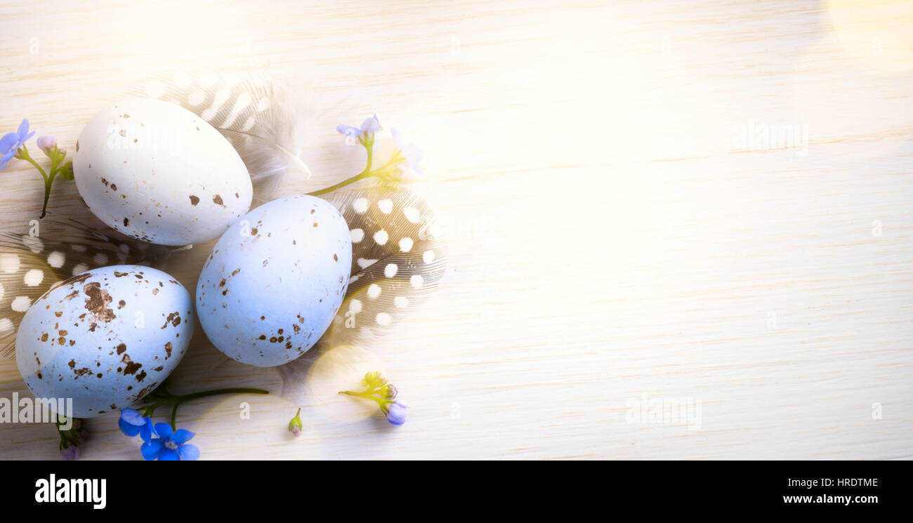 art happy Easter day; Easter egg and spring flowers Stock Photo - Alamy