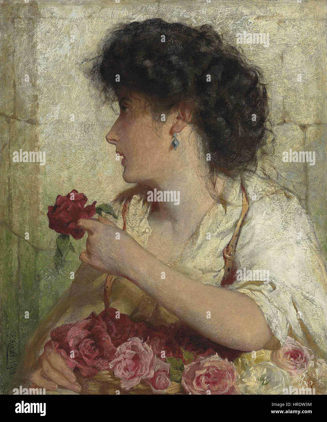 George Elgar Hicks - A Summer Rose Stock Photo - Alamy