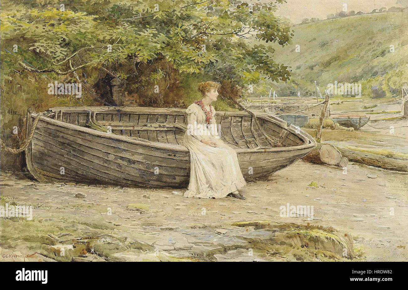 George Goodwin Kilburne - Awaiting the Return of the Fleet Stock Photo ...