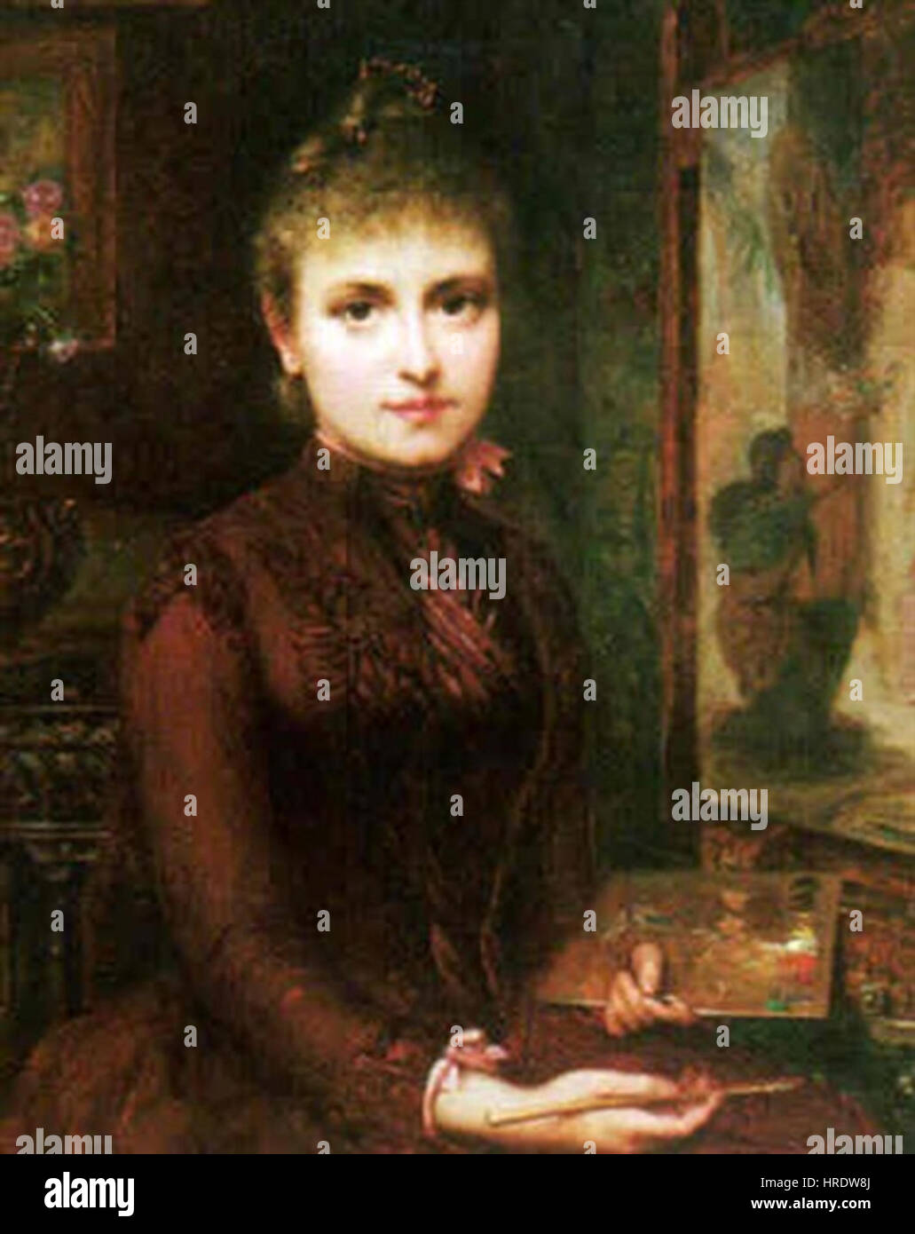 Heva Coomans’ *Self-portrait* from 1888 presents the artist’s ...