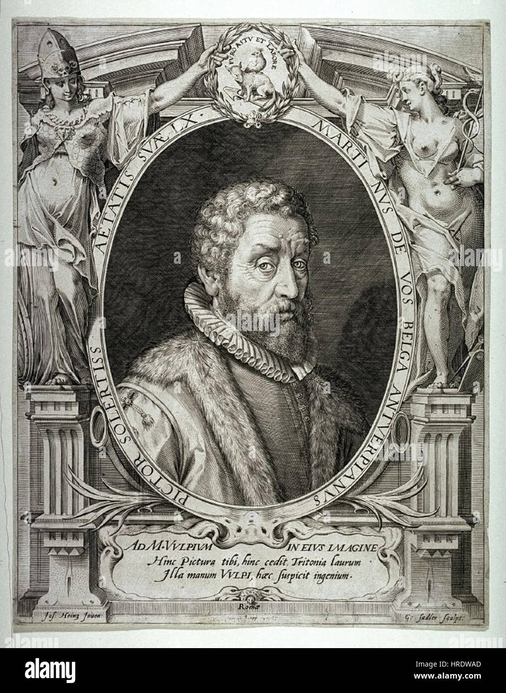 Aegidius Sadeler II, Maerten de Vos - Portrait of Maerten de Vos Stock ...