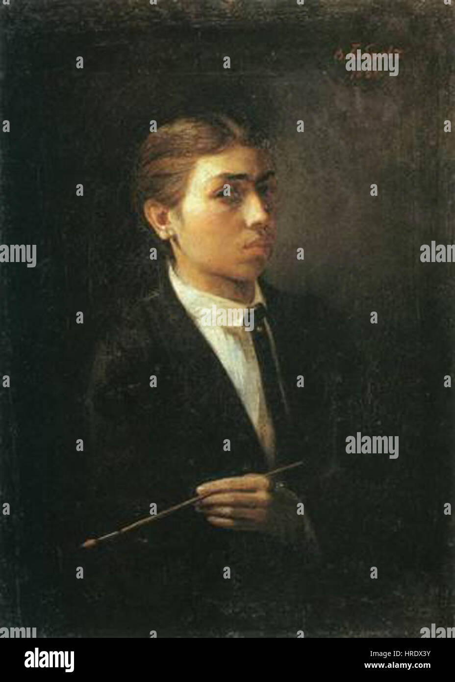 Bobrov’s self-portrait presents a reflective and introspective image of ...