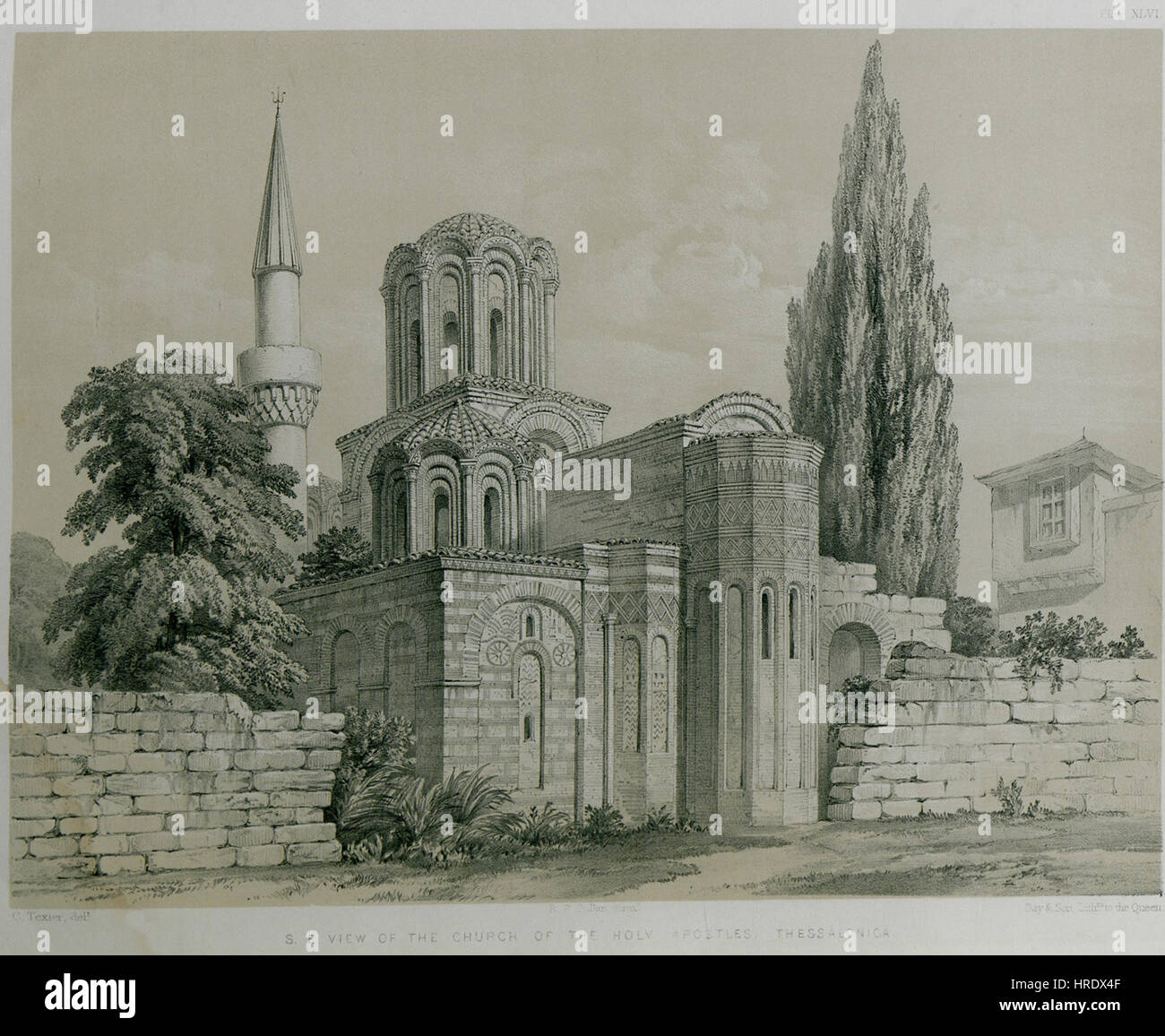 An 1864 depiction by Charles Texier of the Church of the Holy Apostles ...