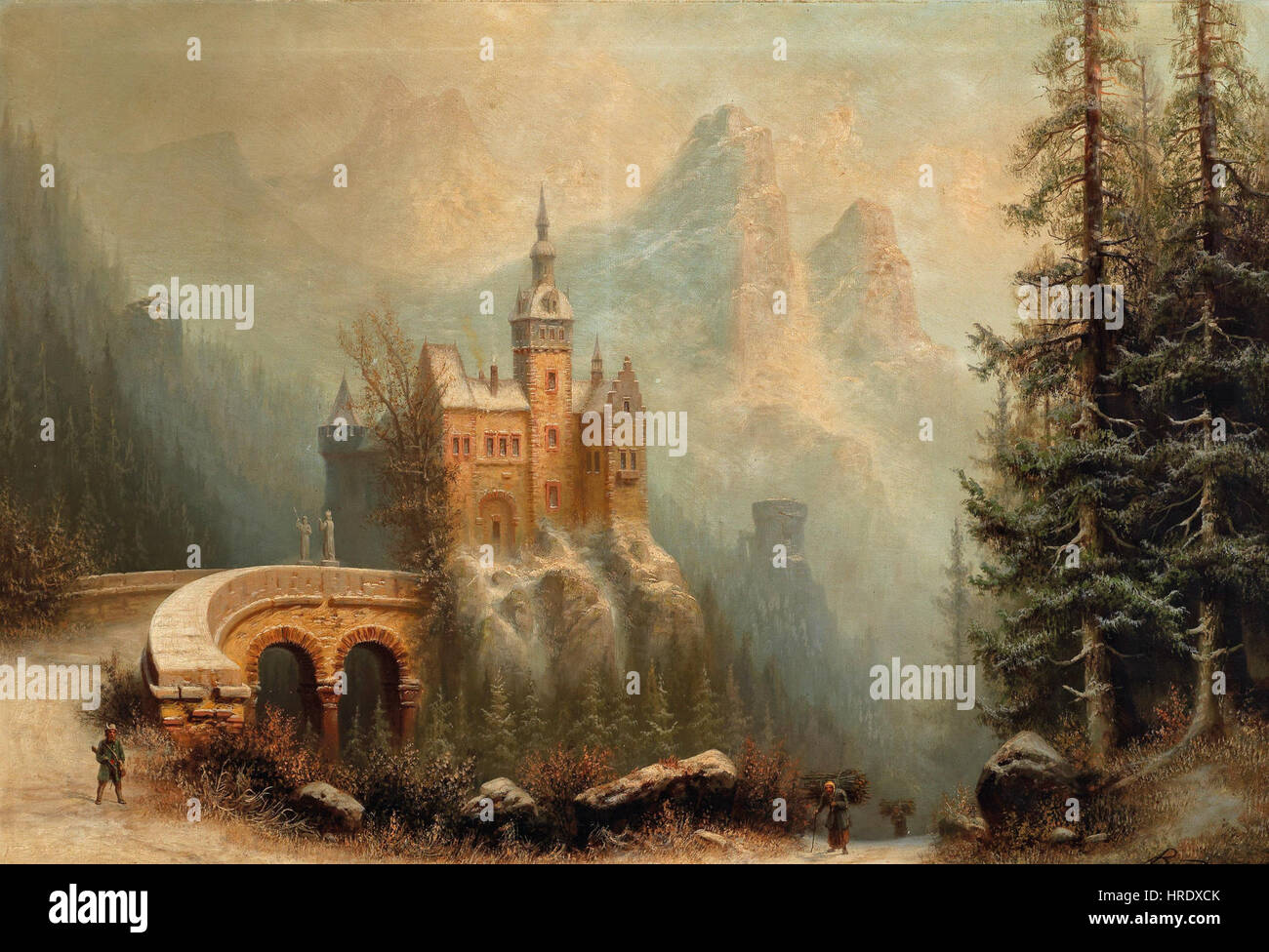 Albert Bredow Winterlandschaft mit Schlossanlage im Gebirge Stock Photo ...