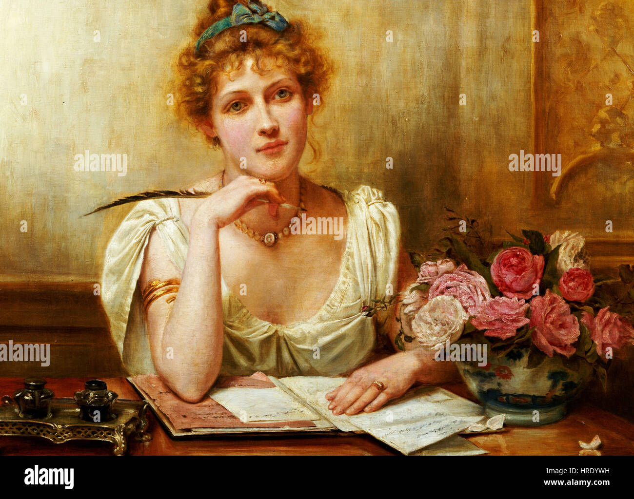 George Goodwin Kilburne - Penning A Letter Stock Photo - Alamy