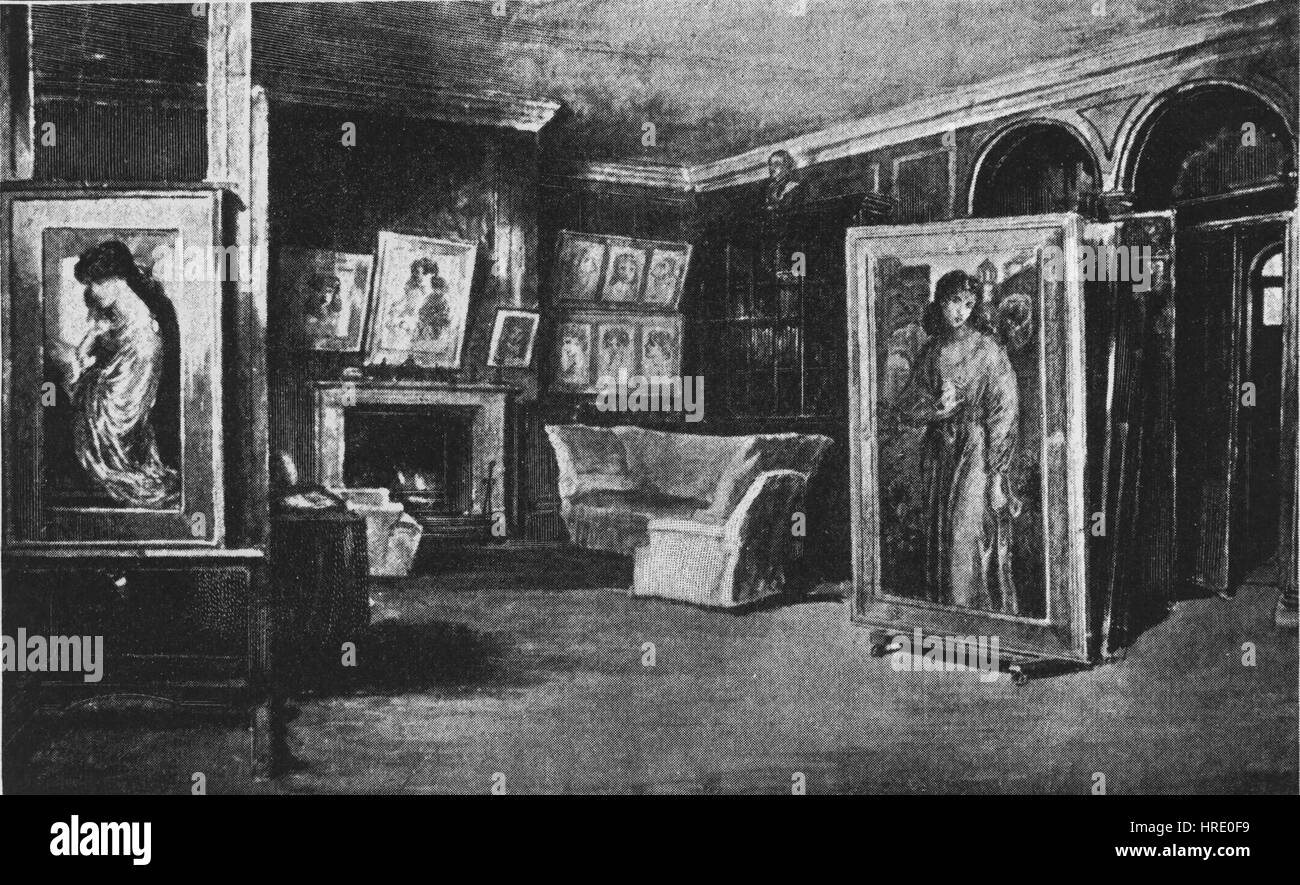 Henry Treffry Dunn’s depiction of Rossetti’s studio at Cheyne Walk ...