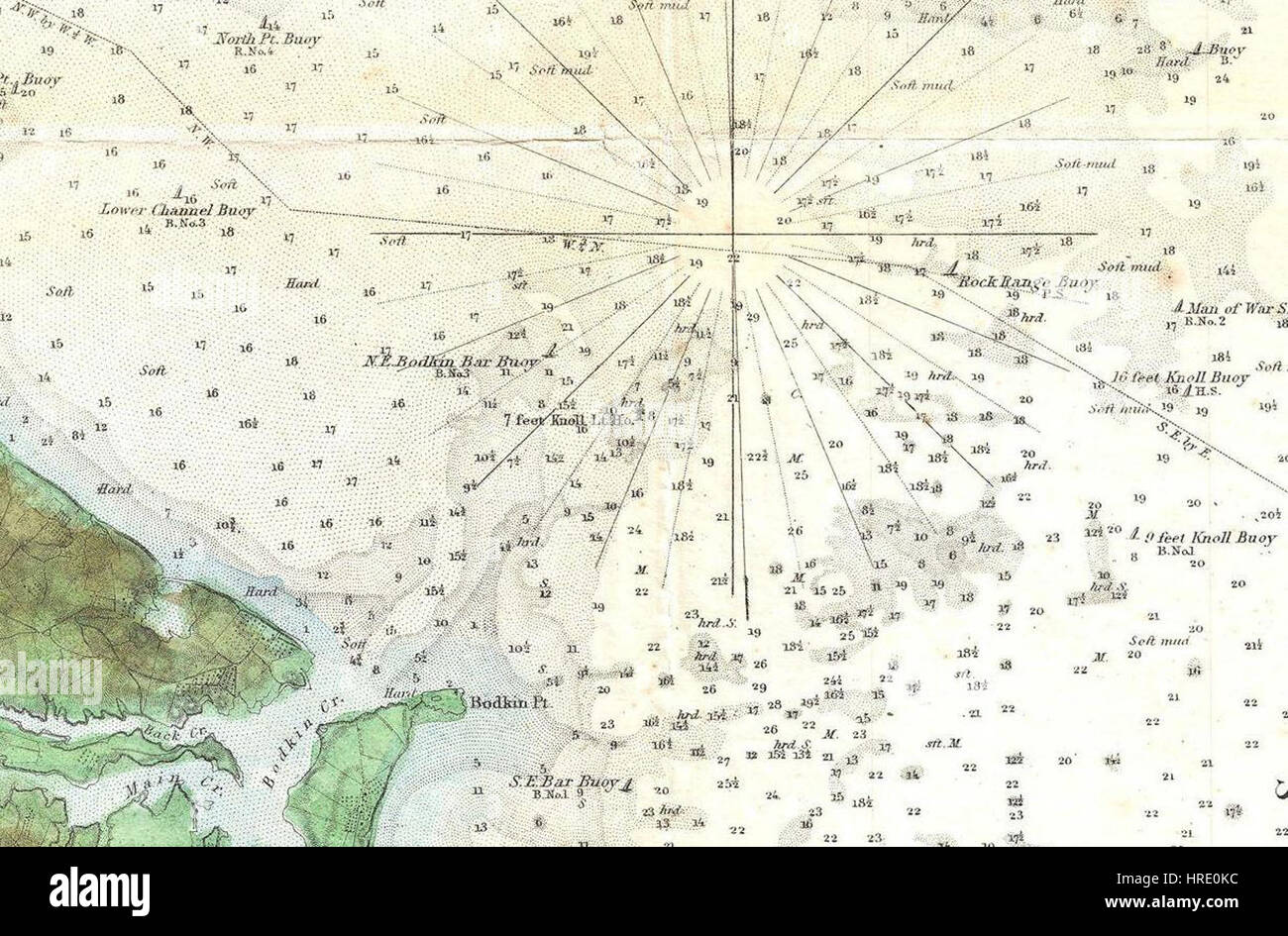 1857 U.S. Coast Survey Map or Chart of the Patapsco River, Chesapeake ...