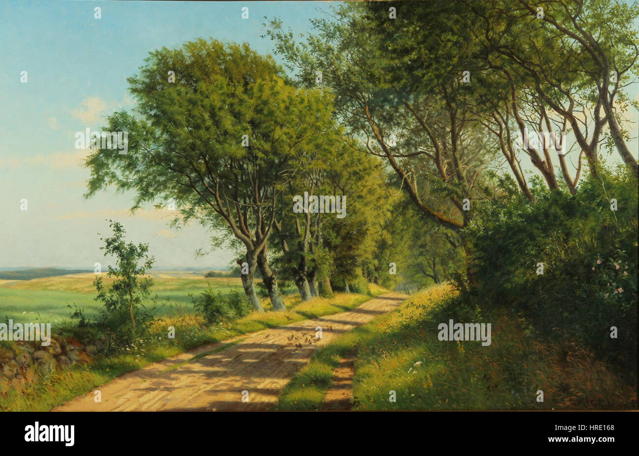 'Dansk sommerlandskab,' or 'Danish Summer Landscape,' represents a ...
