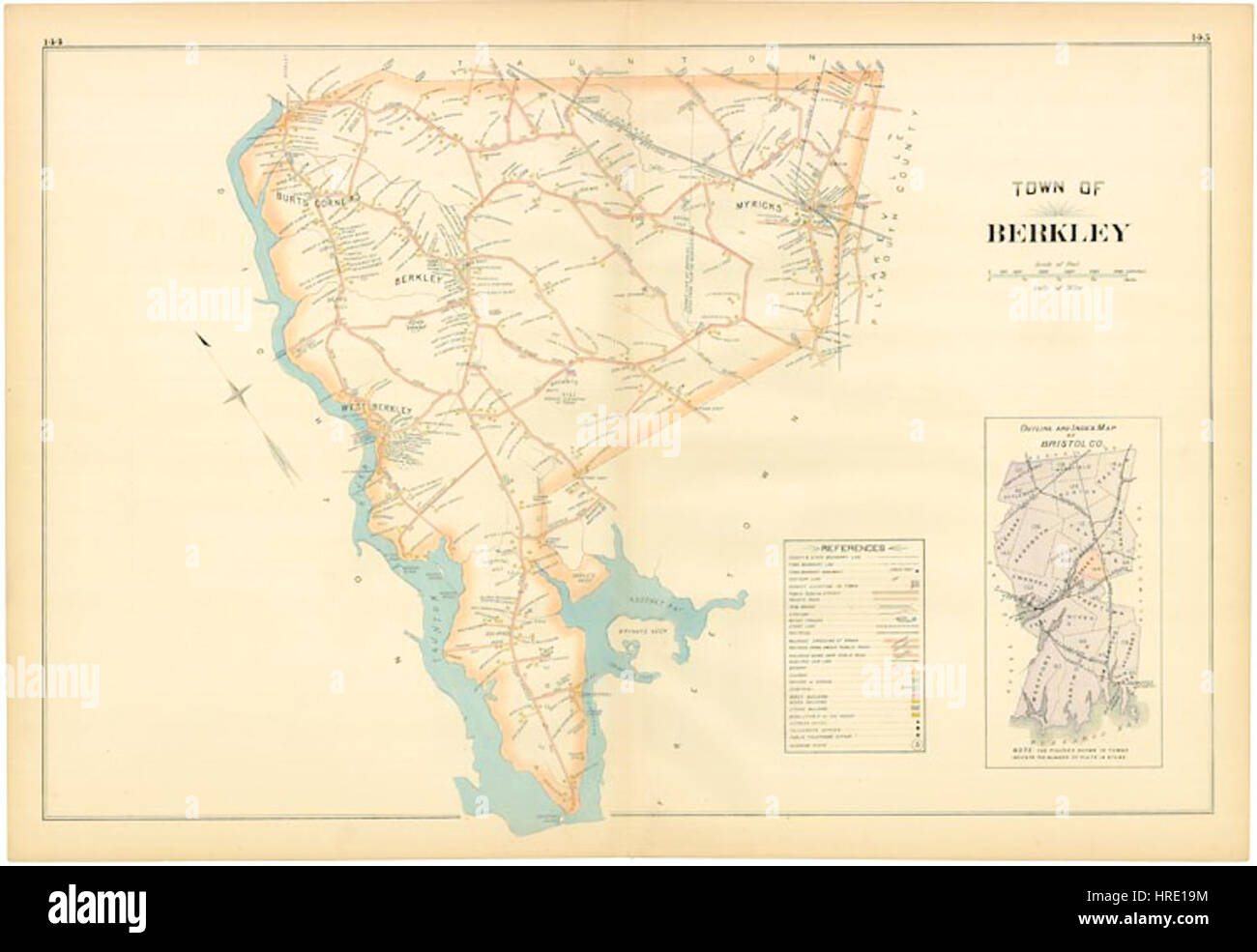 The 1895 map of Berkley, Massachusetts provides a detailed ...