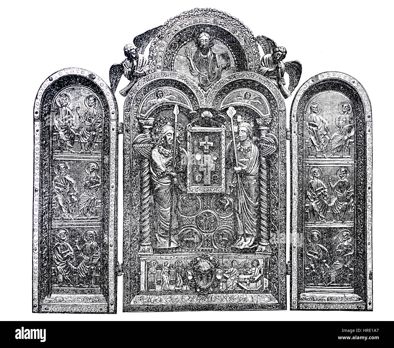 Liturgical devices of the Middle Ages, triptych, triple-winged altar ...