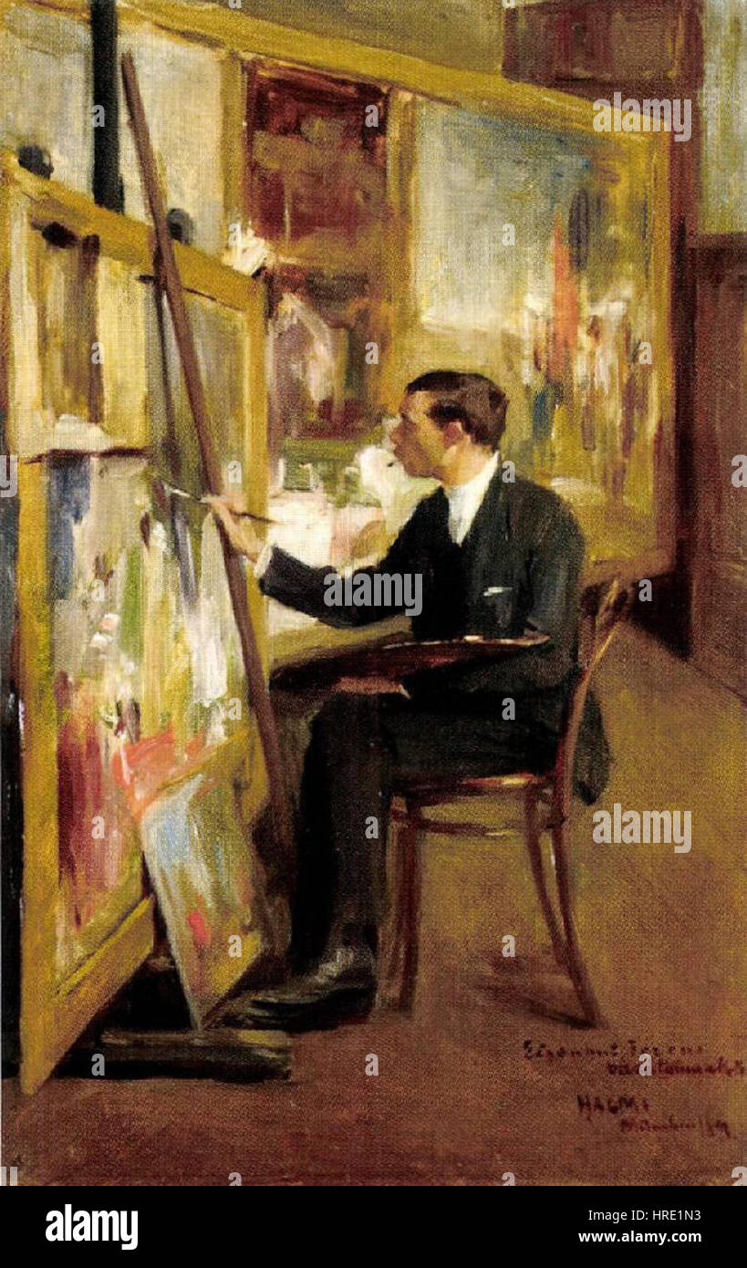 Halmi’s self-portrait from 1891 captures the artist in a reflective ...