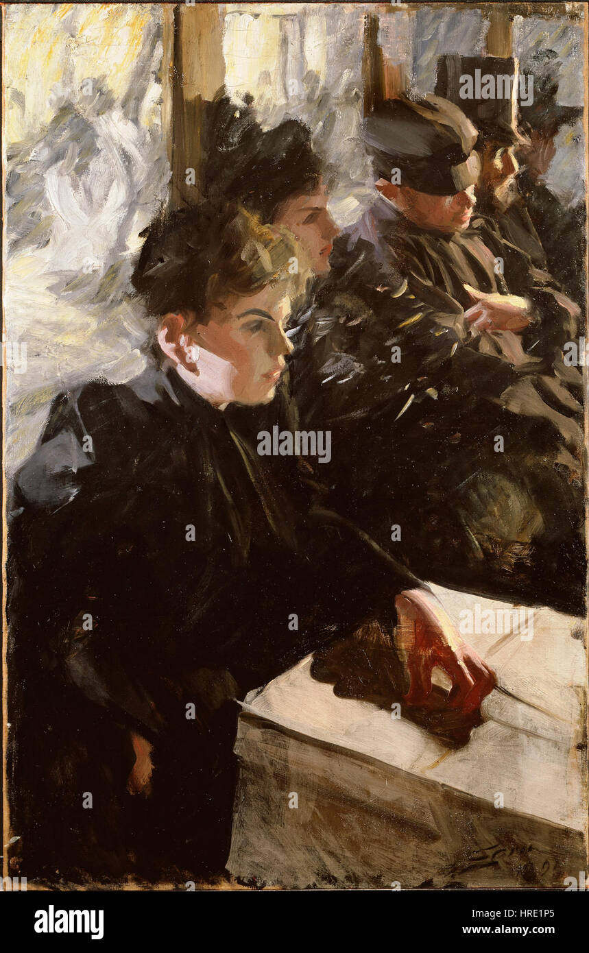 'Omnibus' by Anders Zorn is a painting depicting a scene of urban life ...