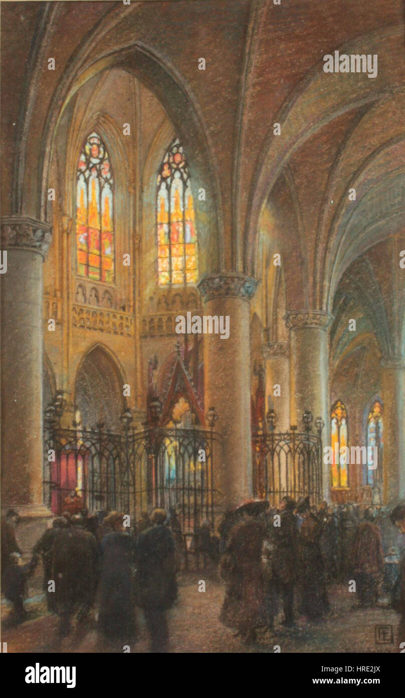 'Mariendom Linz' by F. Ludwig depicts the interior of the Linz ...