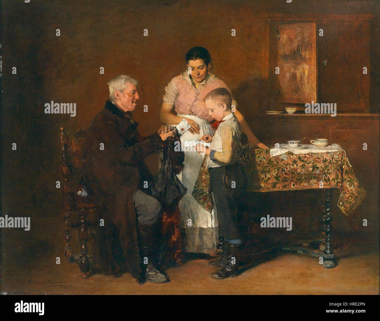 'Der Brief' (The Letter) by Franz Rumpler is a 19th-century painting ...