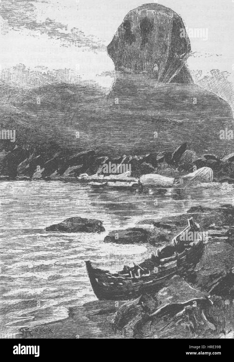 'The Sphinx of the Ice Fields' by George Roux is a dramatic painting of ...