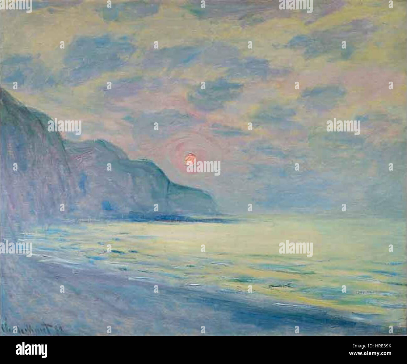 'Soleil couchant, temp brumeux, Pourville' by Claude Monet, 1882. Oil ...