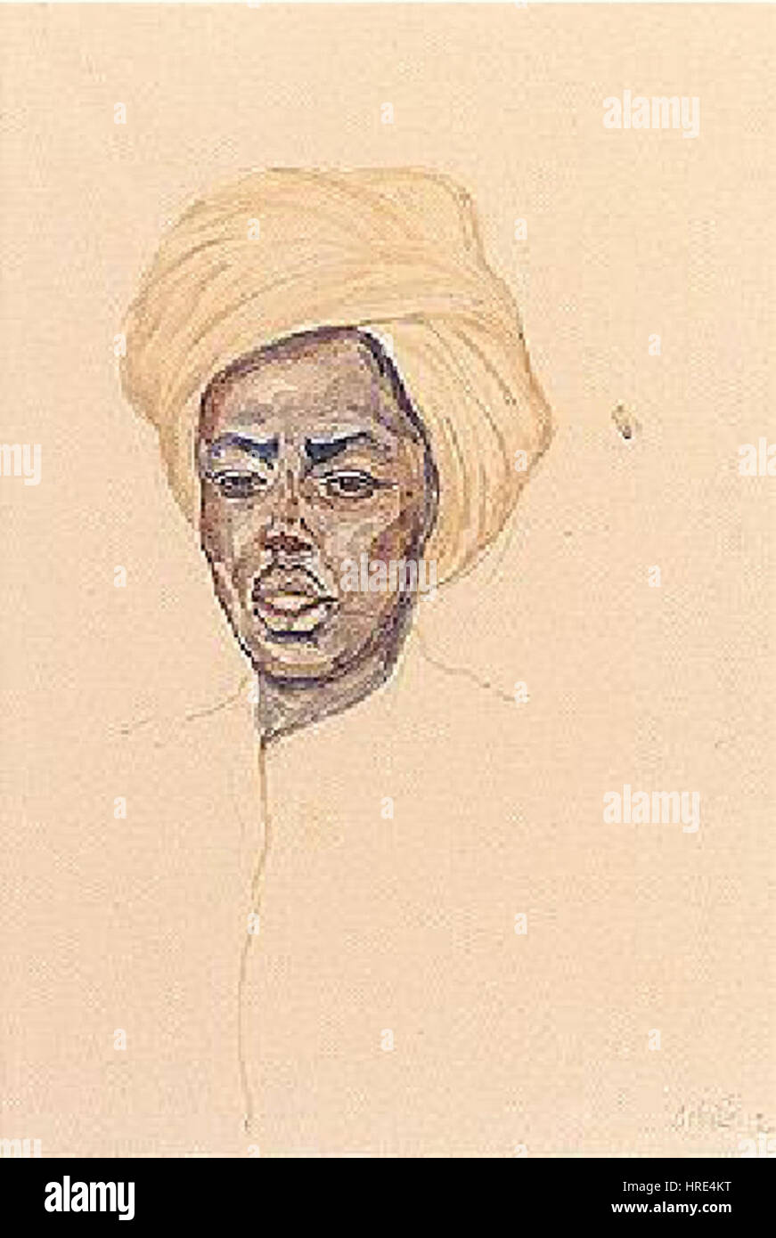 'Portrait of a Nubian Man' by Emil Orlik is a striking portrayal of a ...