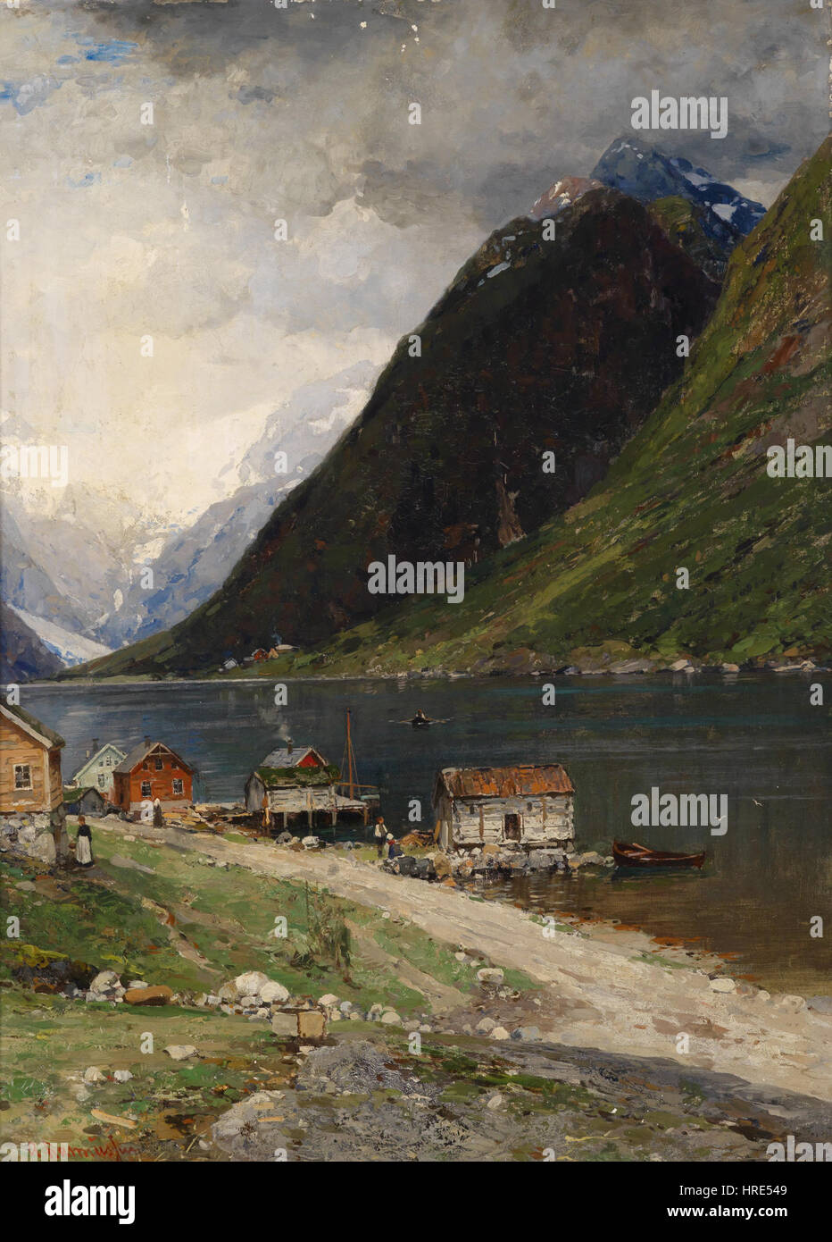 Georg Anton Rasmussen's 'Fjordlandschaft' depicts a serene and majestic ...