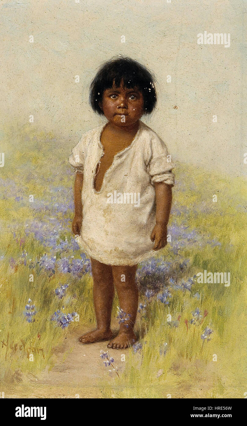 Pomo child by Grace Carpenter Hudson, created in 1898, depicts a young ...