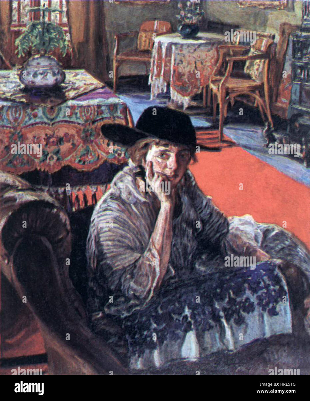 Cleo Perlmutter's 1916 work depicts a scene in a fashionable salon. The ...