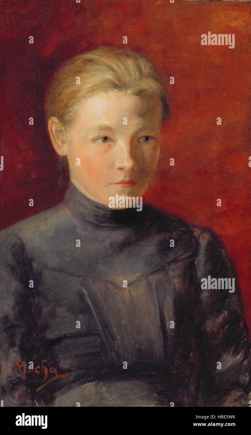 This portrait, attributed to Alphonse Mucha, depicts his sister Anna ...