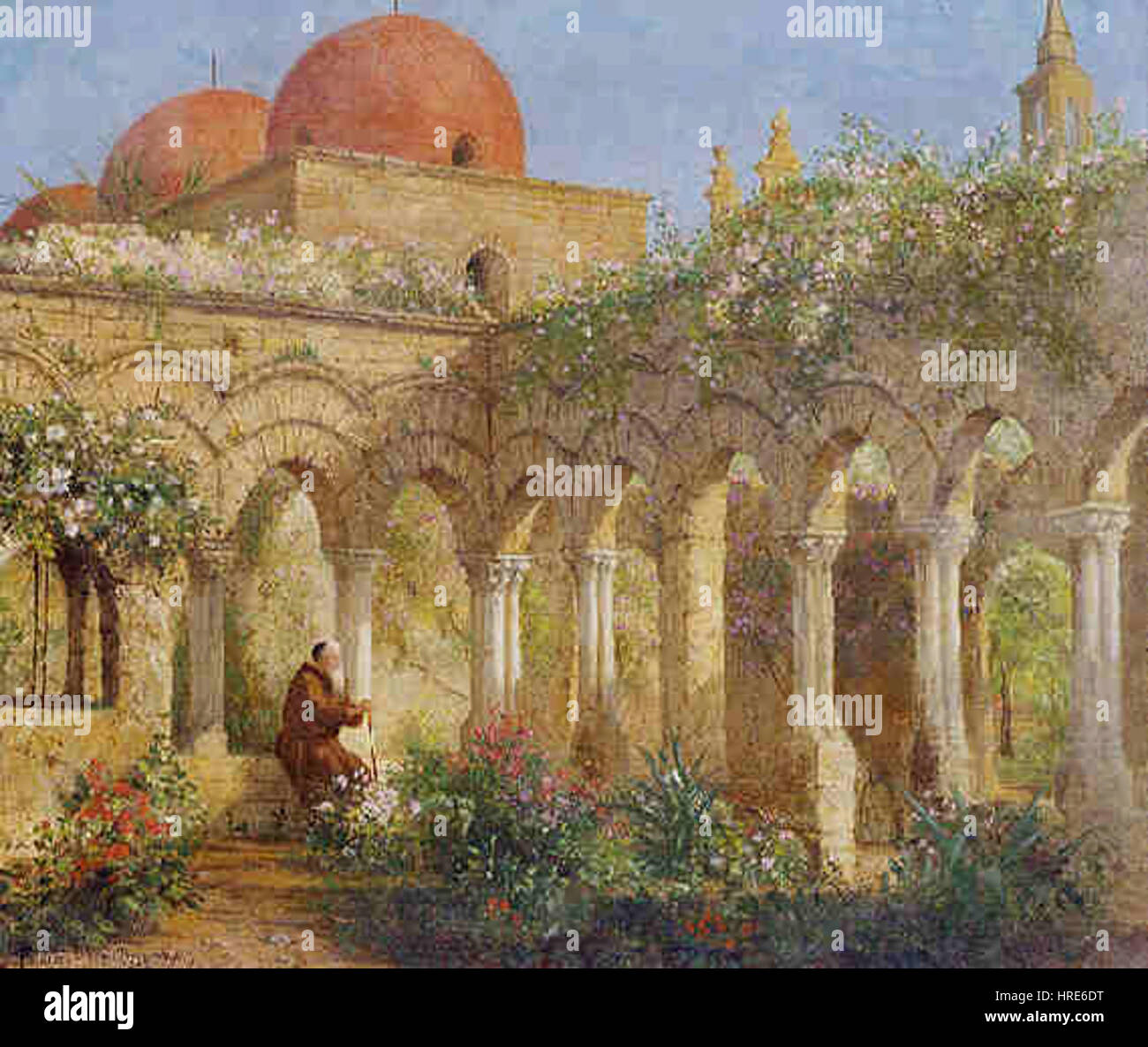 'The Lonely Monk', oil on canvas painting by Enoch Wood Perry, Jr Stock ...