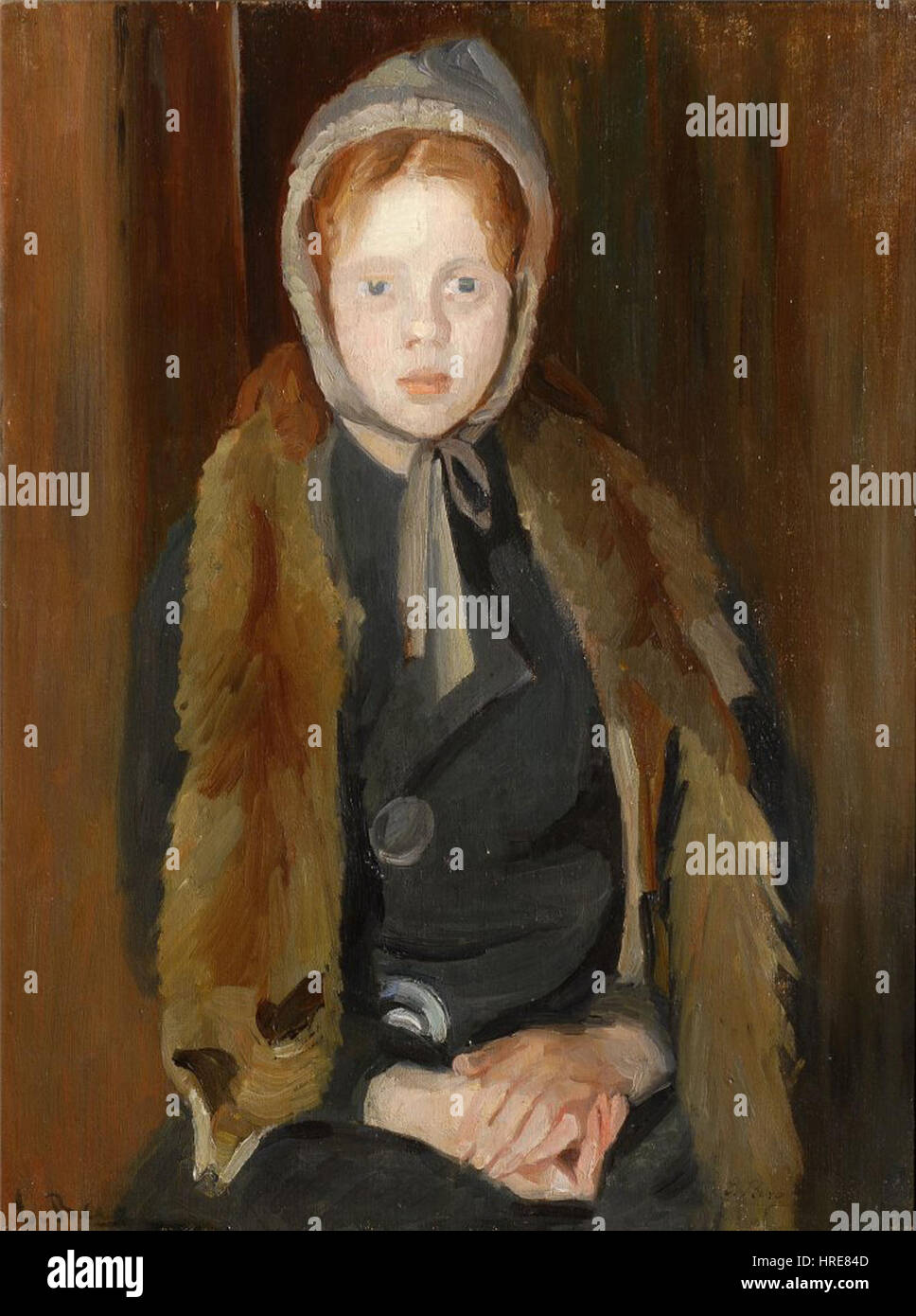 Else Berg Girl with fox c1905 Stock Photo - Alamy