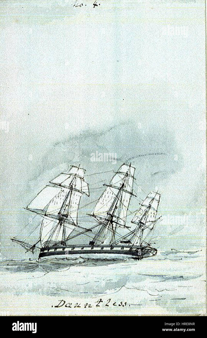 HMS Dauntless (1847) in a following wind Stock Photo - Alamy