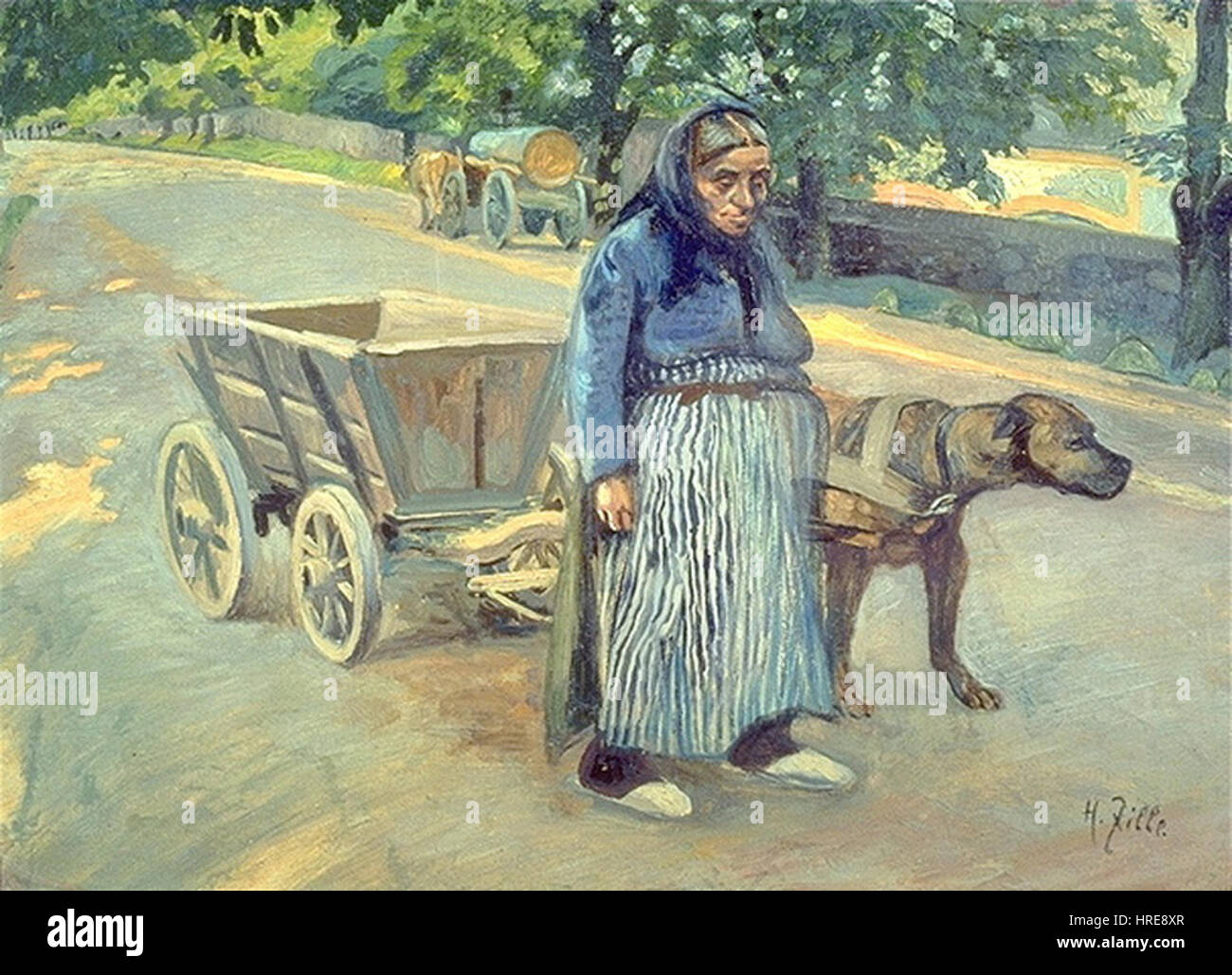 Heinrich Zille - Alte Frau mit Hundefuhrwerk Stock Photo - Alamy
