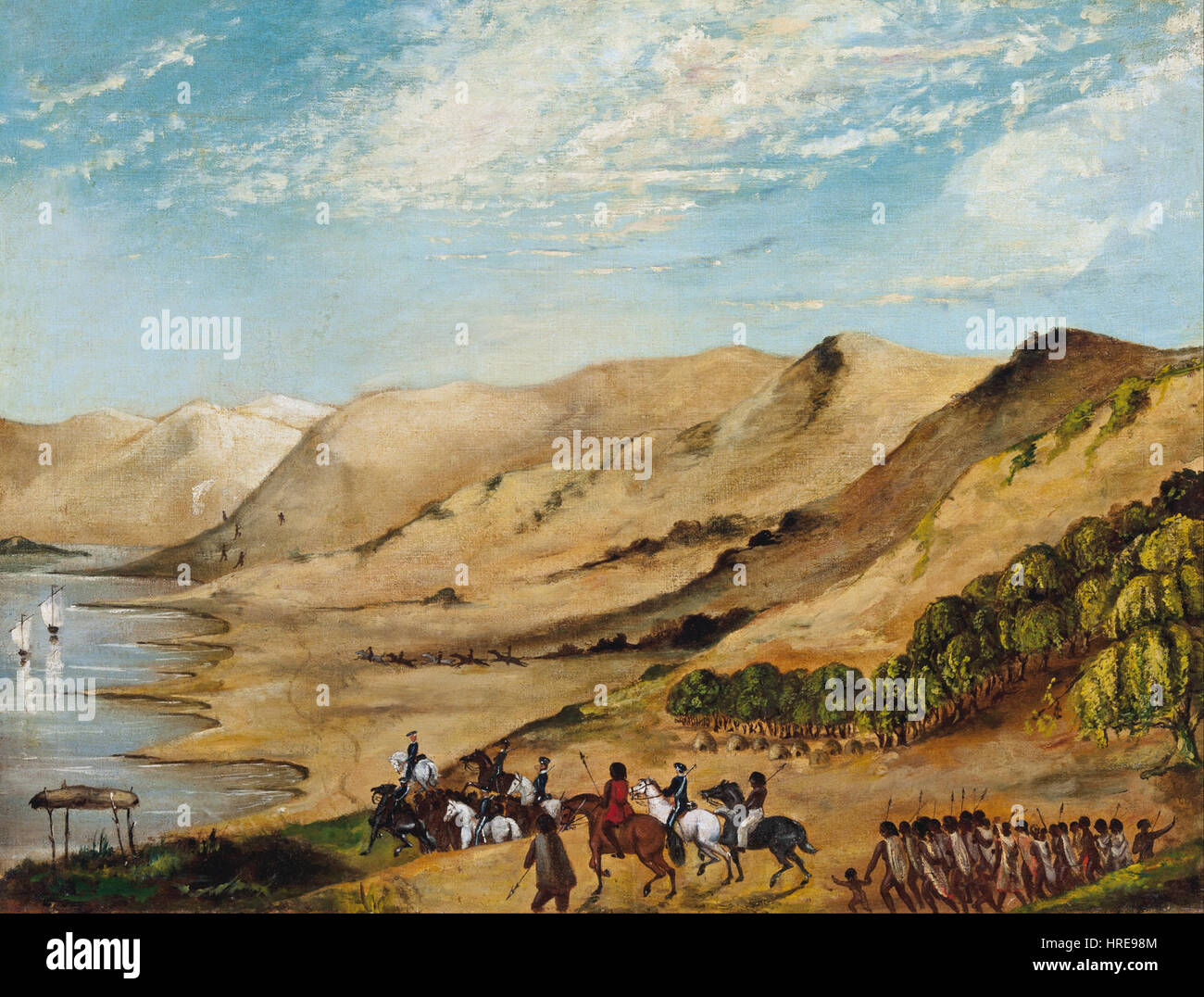 This painting depicts Major O'Halloran’s 1840 expedition to the Coorong ...
