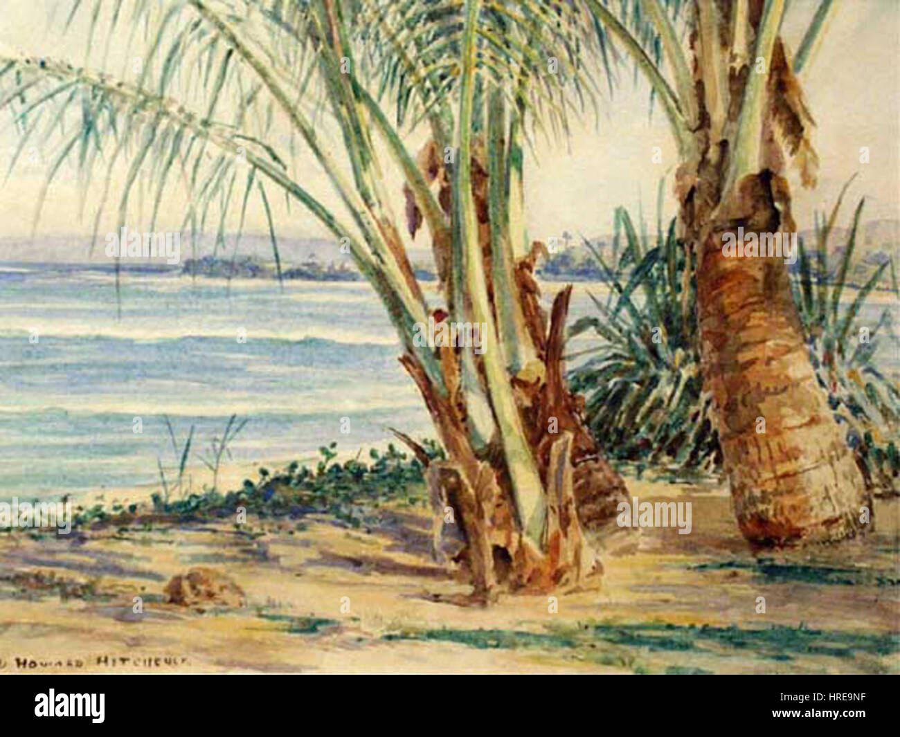 Untitled watercolor painting by D. Howard Hitchcock, Cedar Street ...