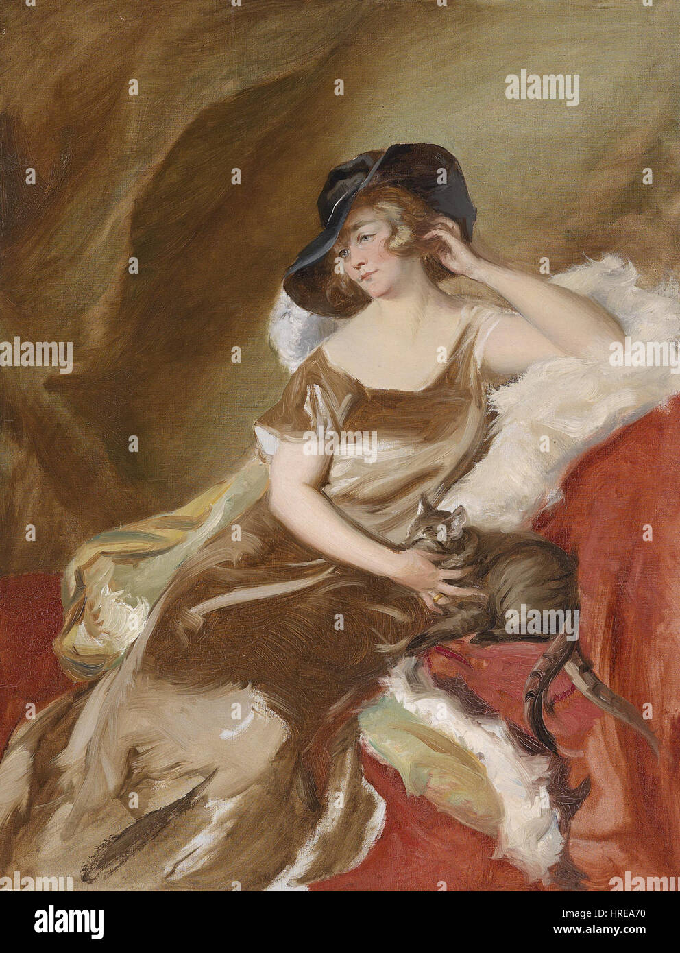 Adolf Pirsch Bildnis einer Dame mit Katze Stock Photo - Alamy