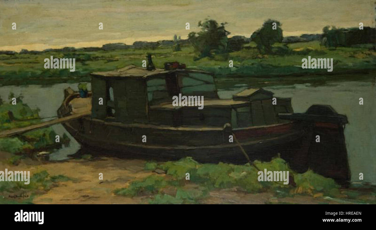 'Bodifee Oude Schuit' depicts an old Dutch barge, reflecting the ...