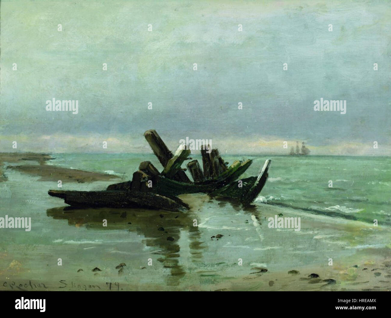 Carl Locher's painting '223' represents a powerful marine scene ...
