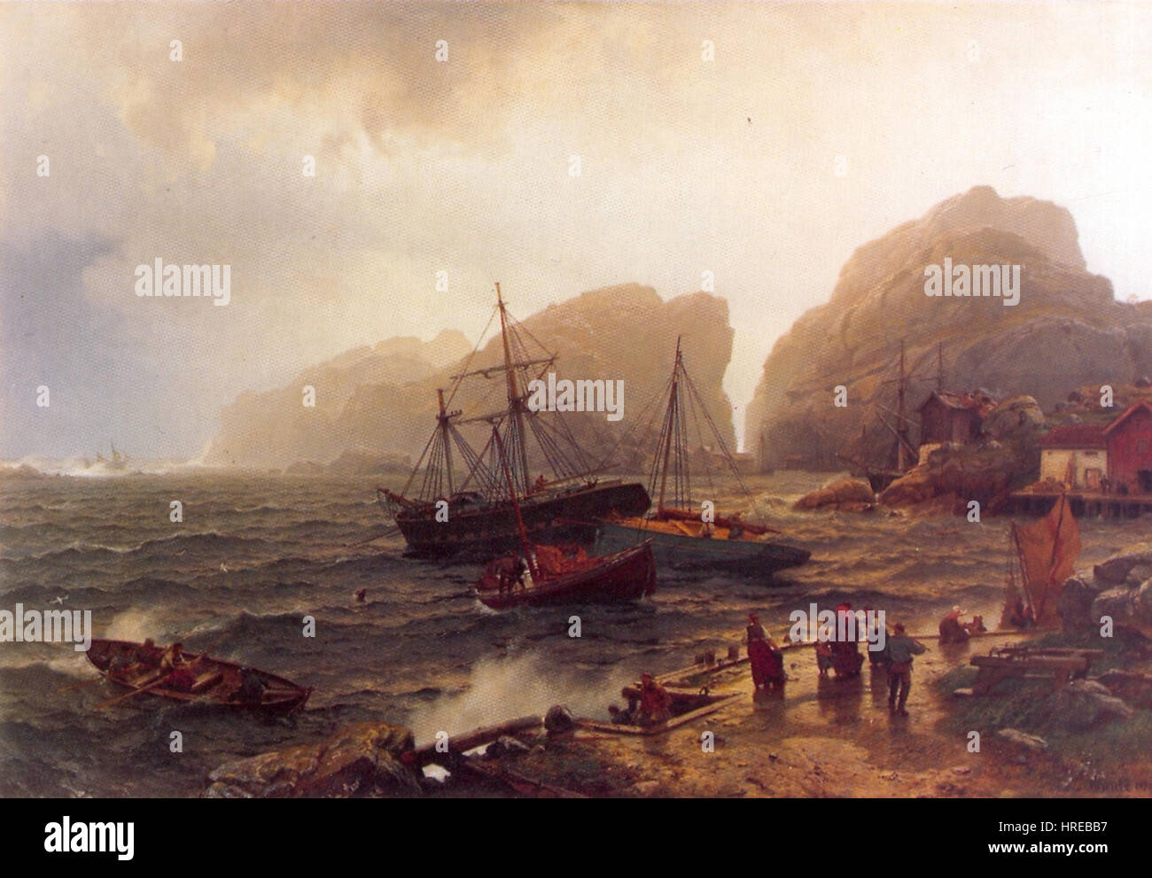 Hans Gude--Nodhavn Ved Norskekysten--1873 Stock Photo - Alamy