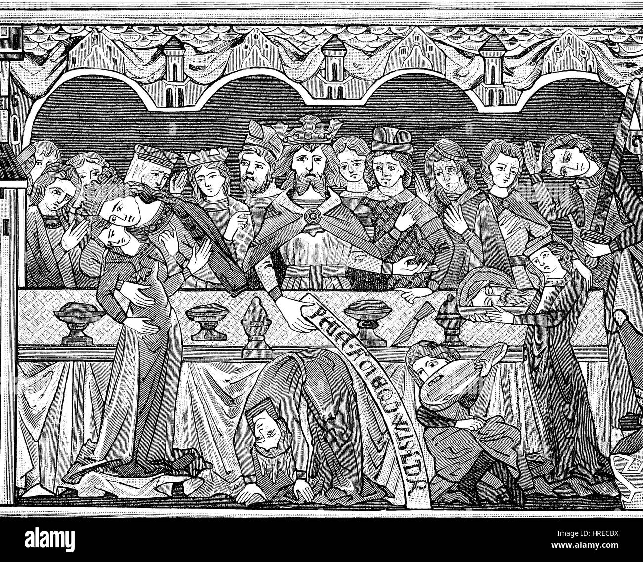 Princely festive table with entertainments by dancers and dancers at ...