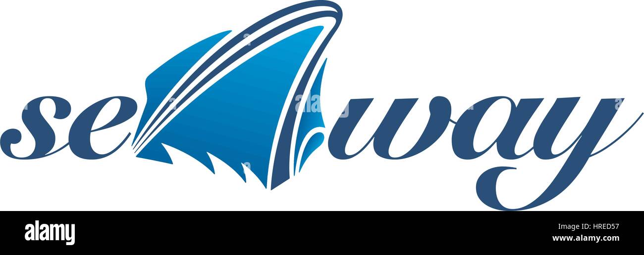 Creative boat logo in sea waves on white background. Vector ...