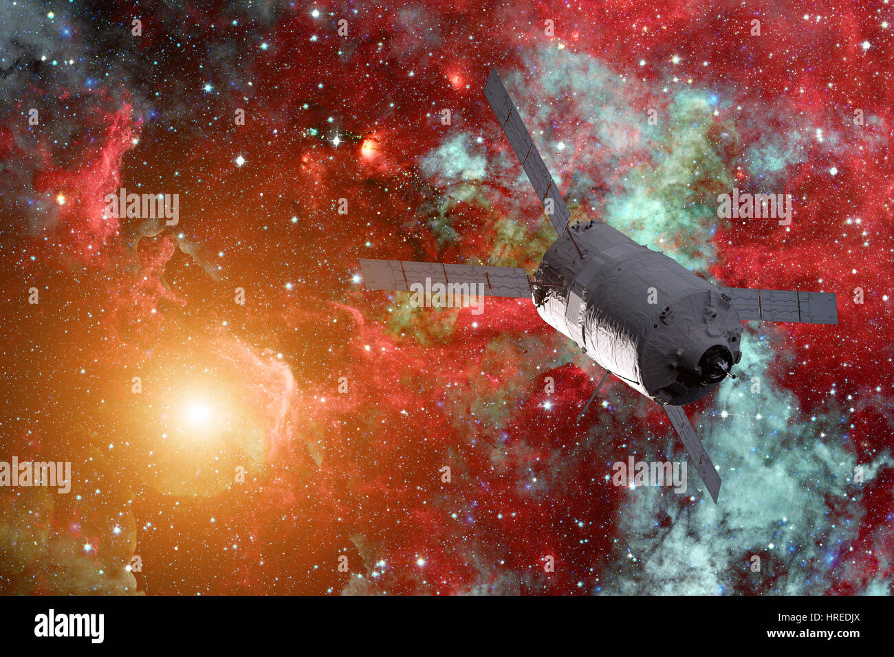 Cargo spacecraft - The Automated Transfer Vehicle over spiral galaxy ...