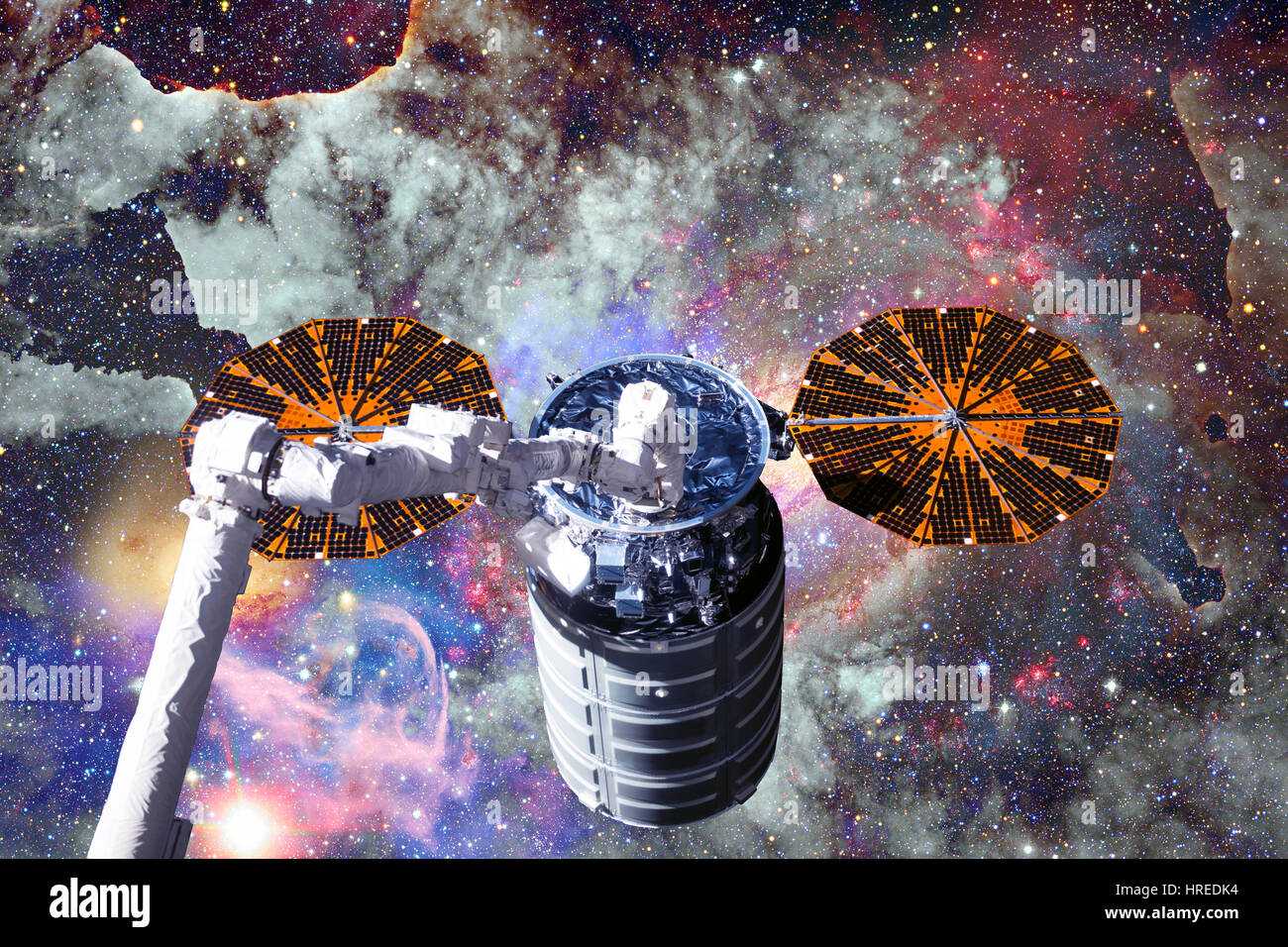 The Cygnus spacecraft in open space. Elements of this image furnished ...