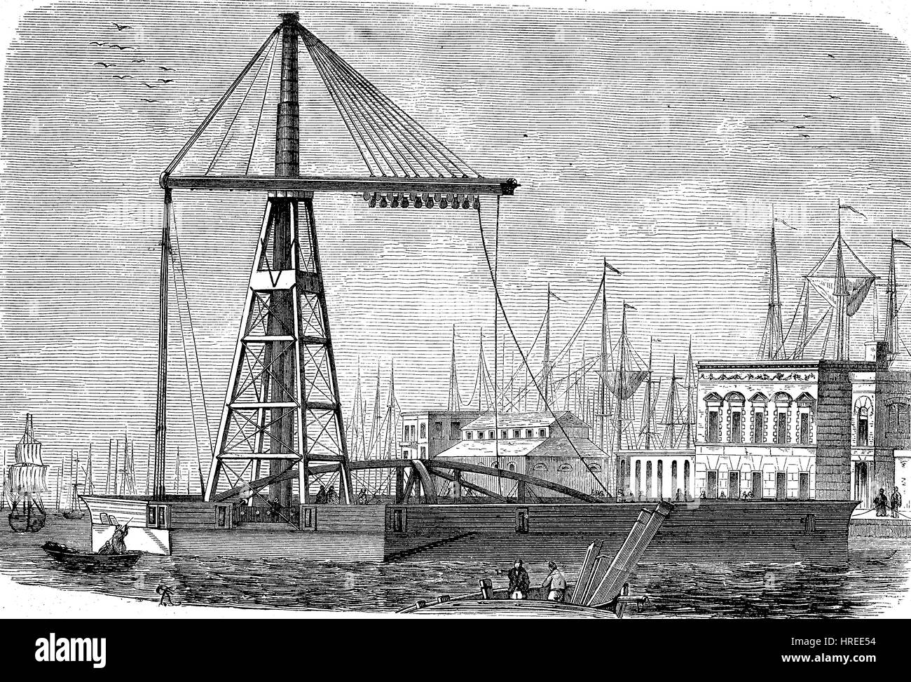 The Iron Steam Derrick, Steam Crane, an article in - Die Gartenlaube ...