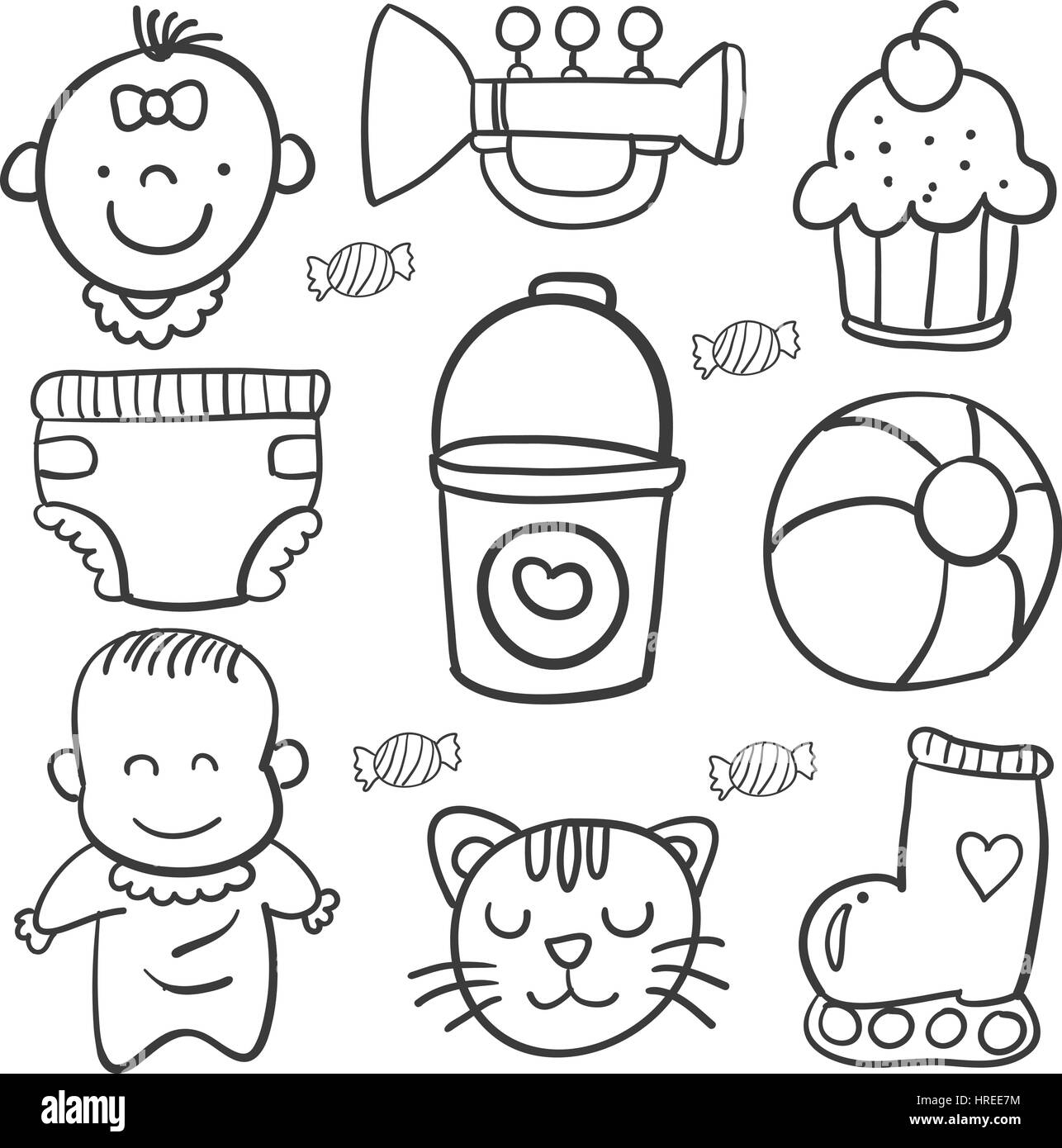 Illustration vector of baby element doodles Stock Vector Image & Art ...