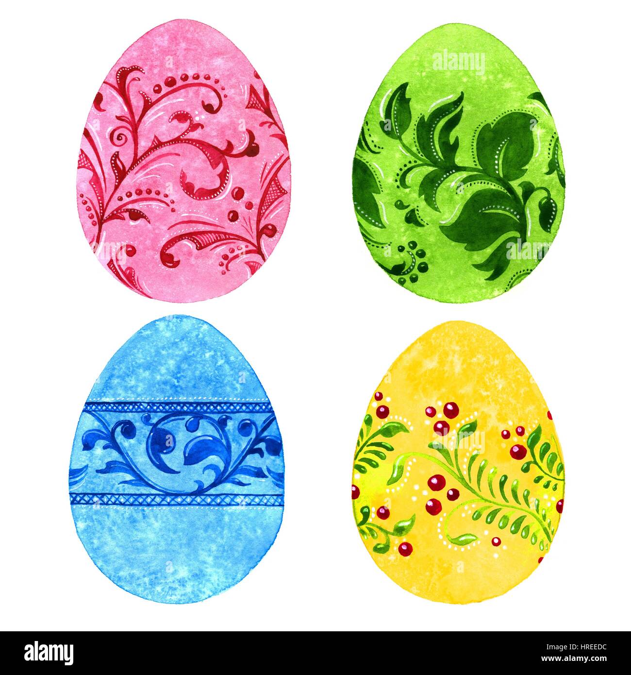 Easter egg. Watercolor illustration on a white background Stock Photo ...