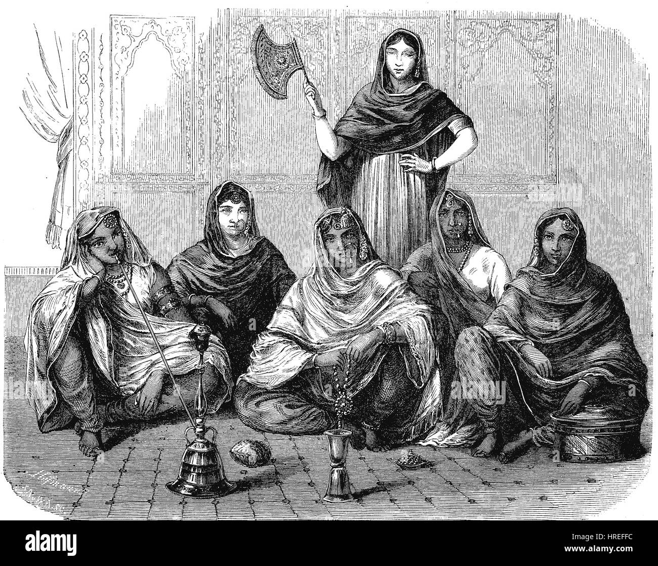 Indian women at home in typical clothes and jewelery, India ...