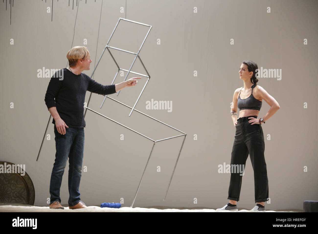 Press rehearsal of 'Ganzkörpereinsatz' at Kammerspielen. Featuring ...